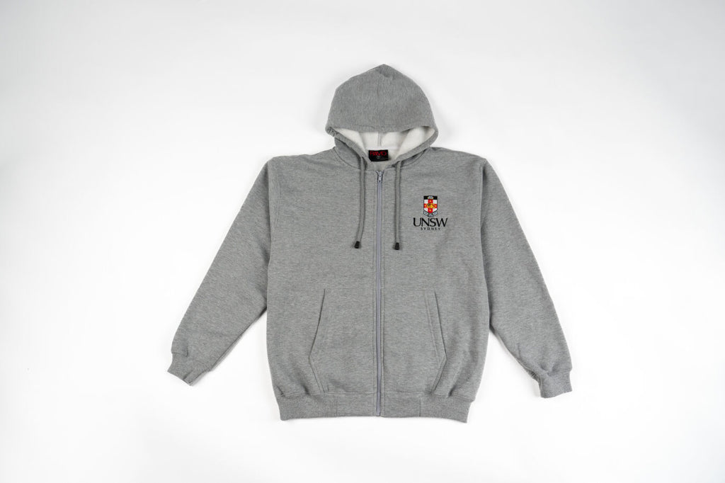 UNSW Crest Zip Hoodie - Grey – Shop Hoodie | The Grad Shop